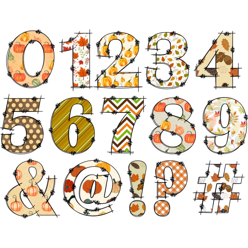 Fall Autumn Clipart Alphabet PNG Doodle Alphabet Clip Art | Etsy
