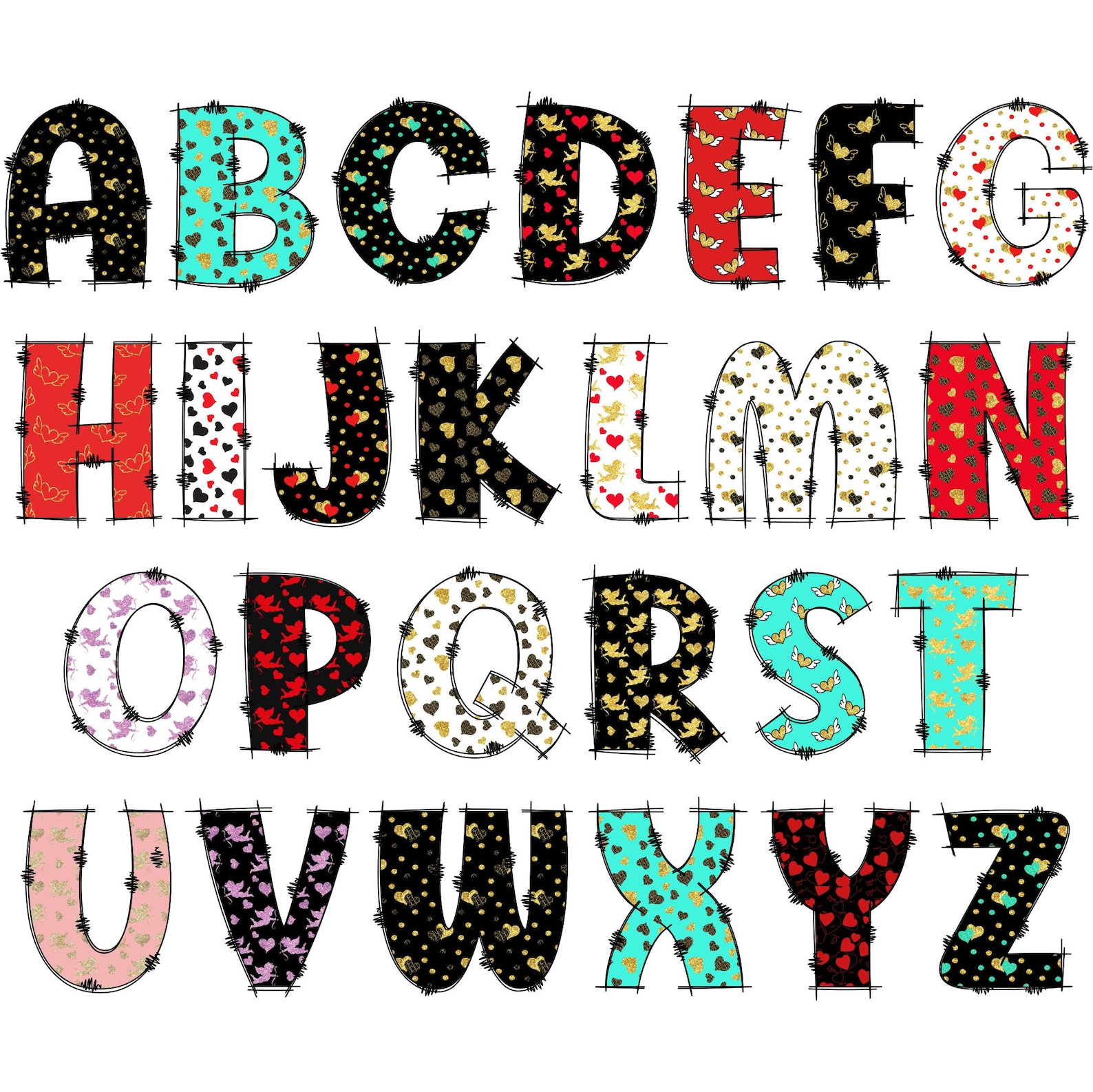 Valentine's Day Letters PNG Love Alphabet Clip Art PNG - Etsy
