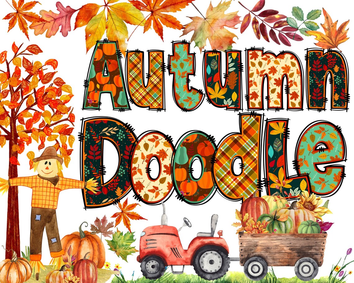 BUNDLE Autumn Fall Alphabet PNG Alpha Doodle PNG Letters - Etsy
