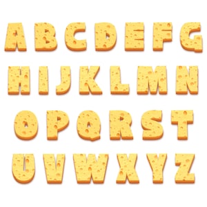 3D Cheese PNG Letters, Transparent Background, Cheese Alphabet Clip Art ...