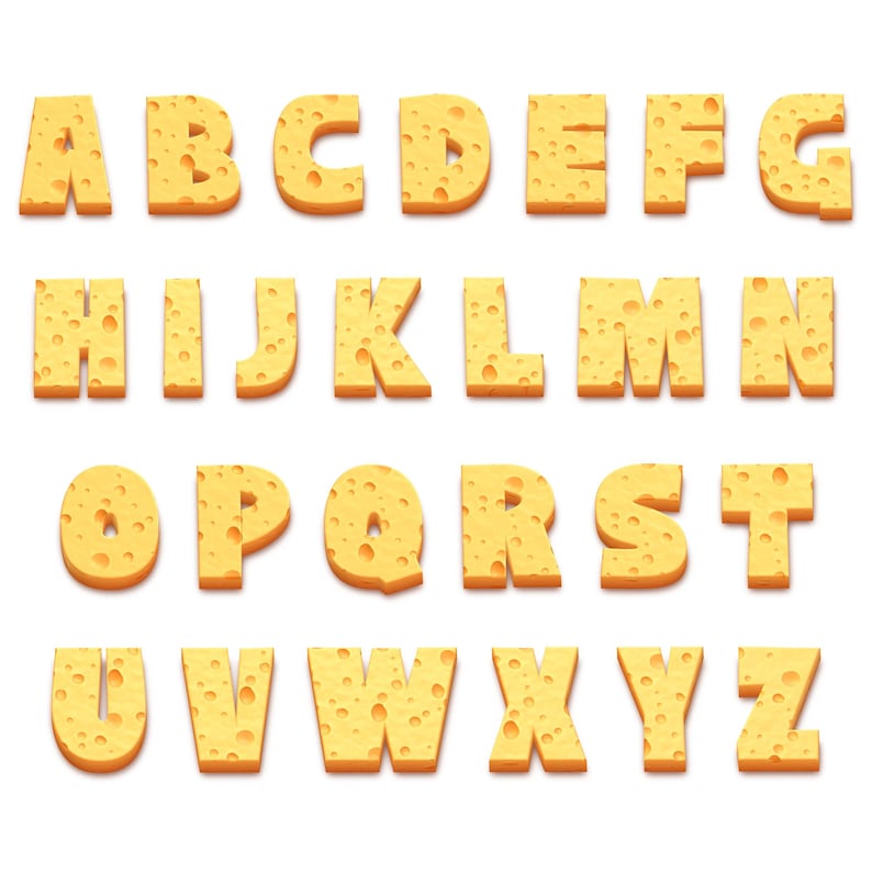 3D Cheese PNG Letters, Transparent Background, Cheese Alphabet Clip Art ...