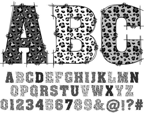 Leopard Print Colorful Alphabet PNG Doodle Alphabet Clip Art - Etsy