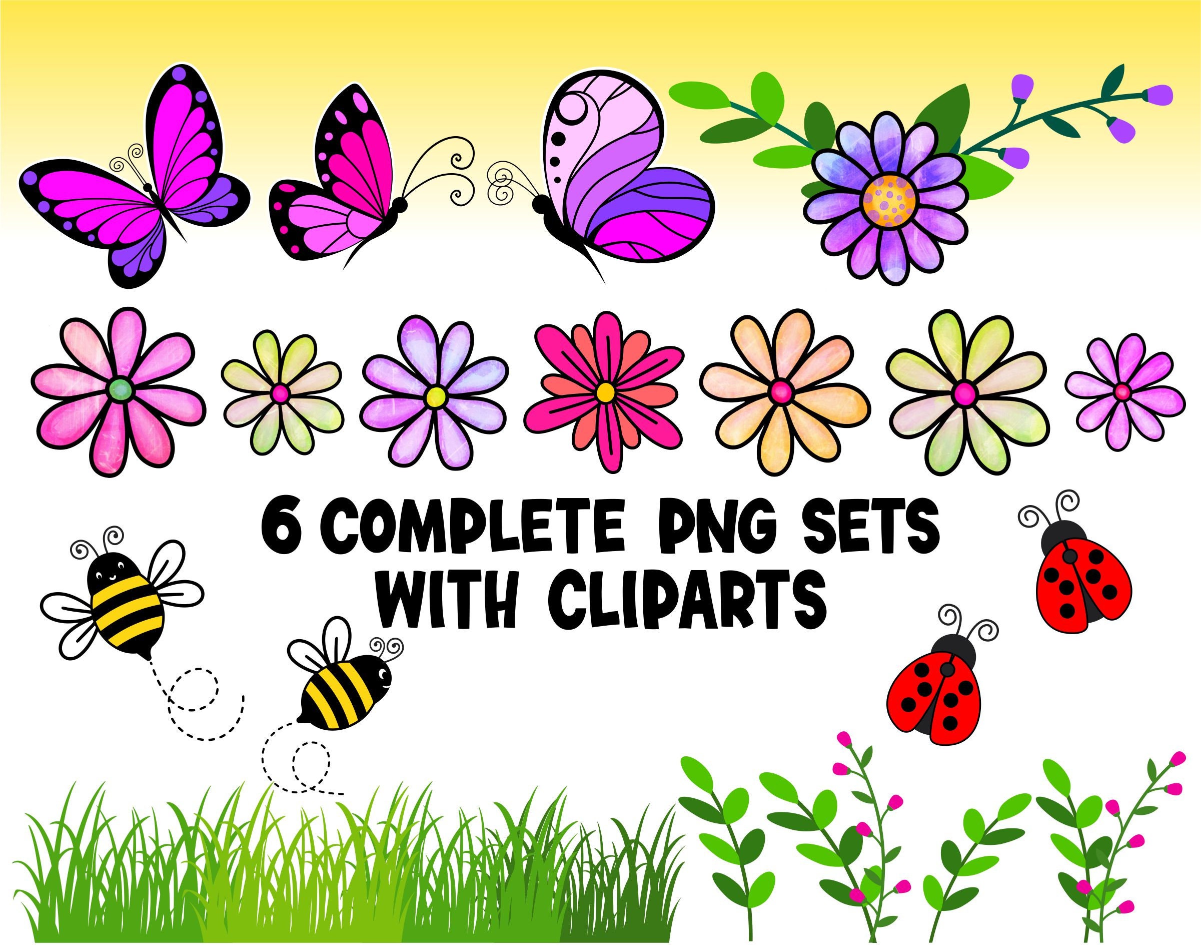 BUNDLE Spring Floral Alphabet PNG Doodle Alpha Doodle - Etsy