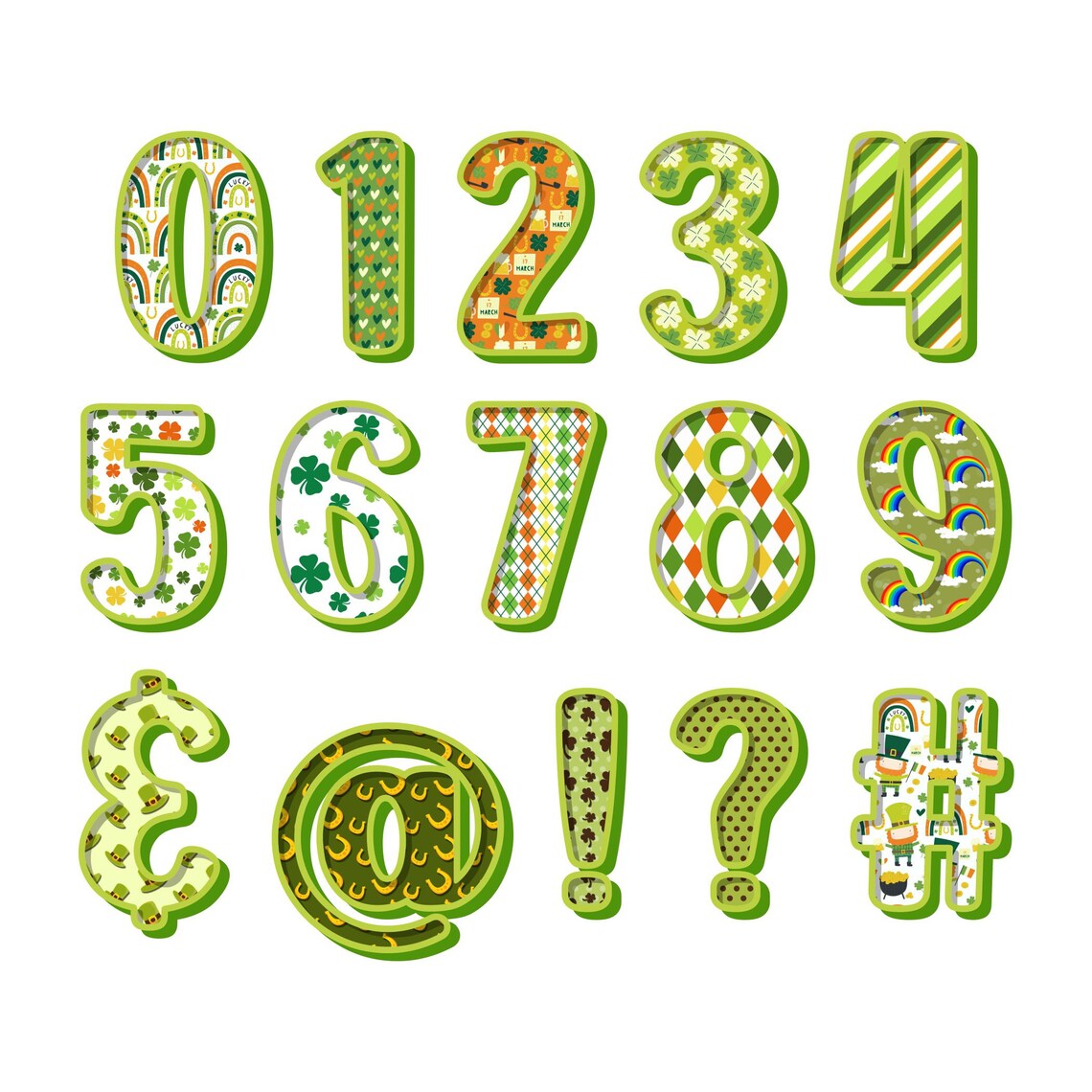 St Patrick's Day Letters PNG Shamrock Alphabet Clip Art - Etsy