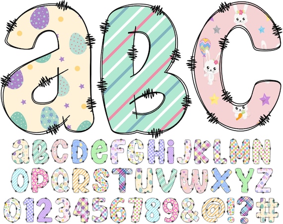 Easter Alphabet PNG Alphabet Clip Art PNG Doodle Easter | Etsy