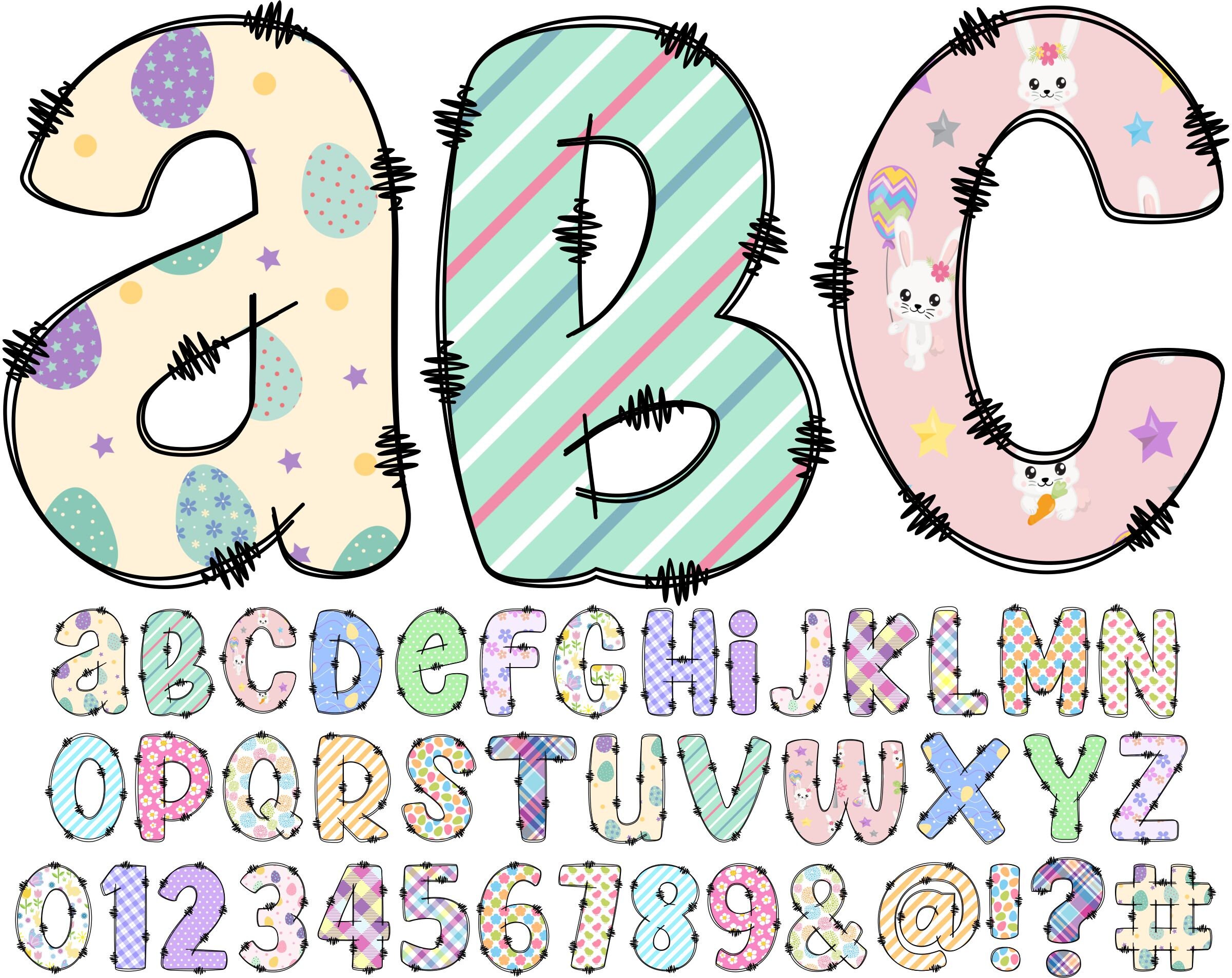 Easter Alphabet PNG Alphabet Clip Art PNG Doodle Easter - Etsy