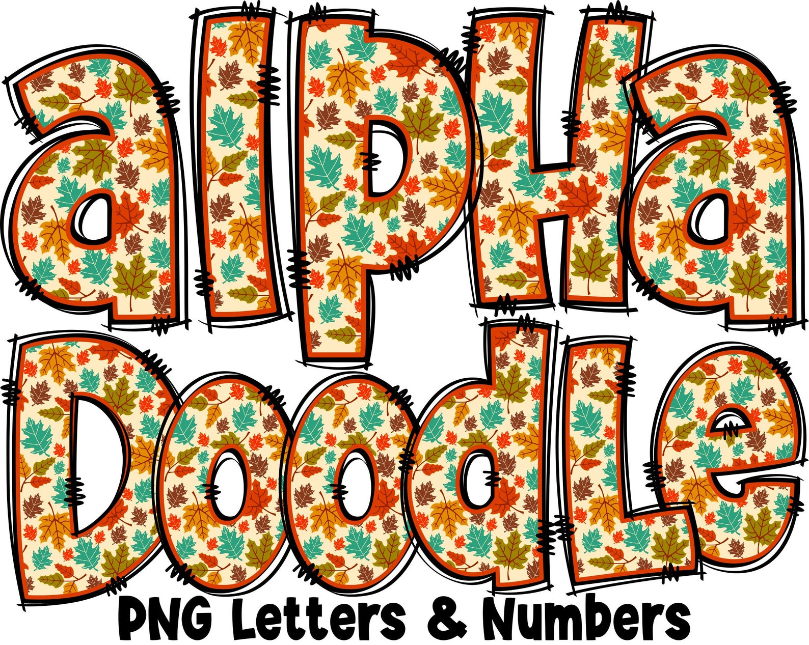 Fall Autumn Letters & Numbers PNG Alpha Doodle PNG Letters - Etsy