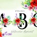 Watercolor Flowers Alphabet PNG, Tropical Floral Alphabet Clip Art ...