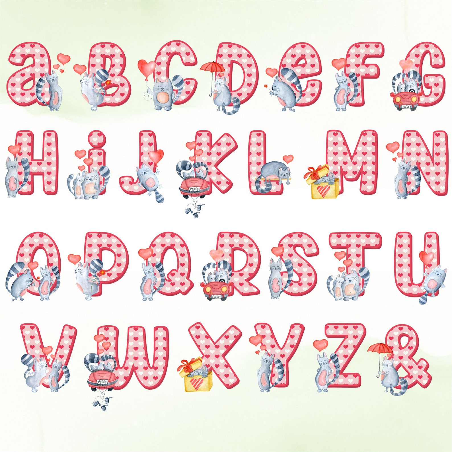 Valentine's Day Letters PNG Love Alphabet Clip Art PNG - Etsy