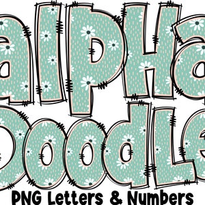 Floral Letters & Numbers PNG, Alpha Doodle, PNG Letters, Floral Doodle ...
