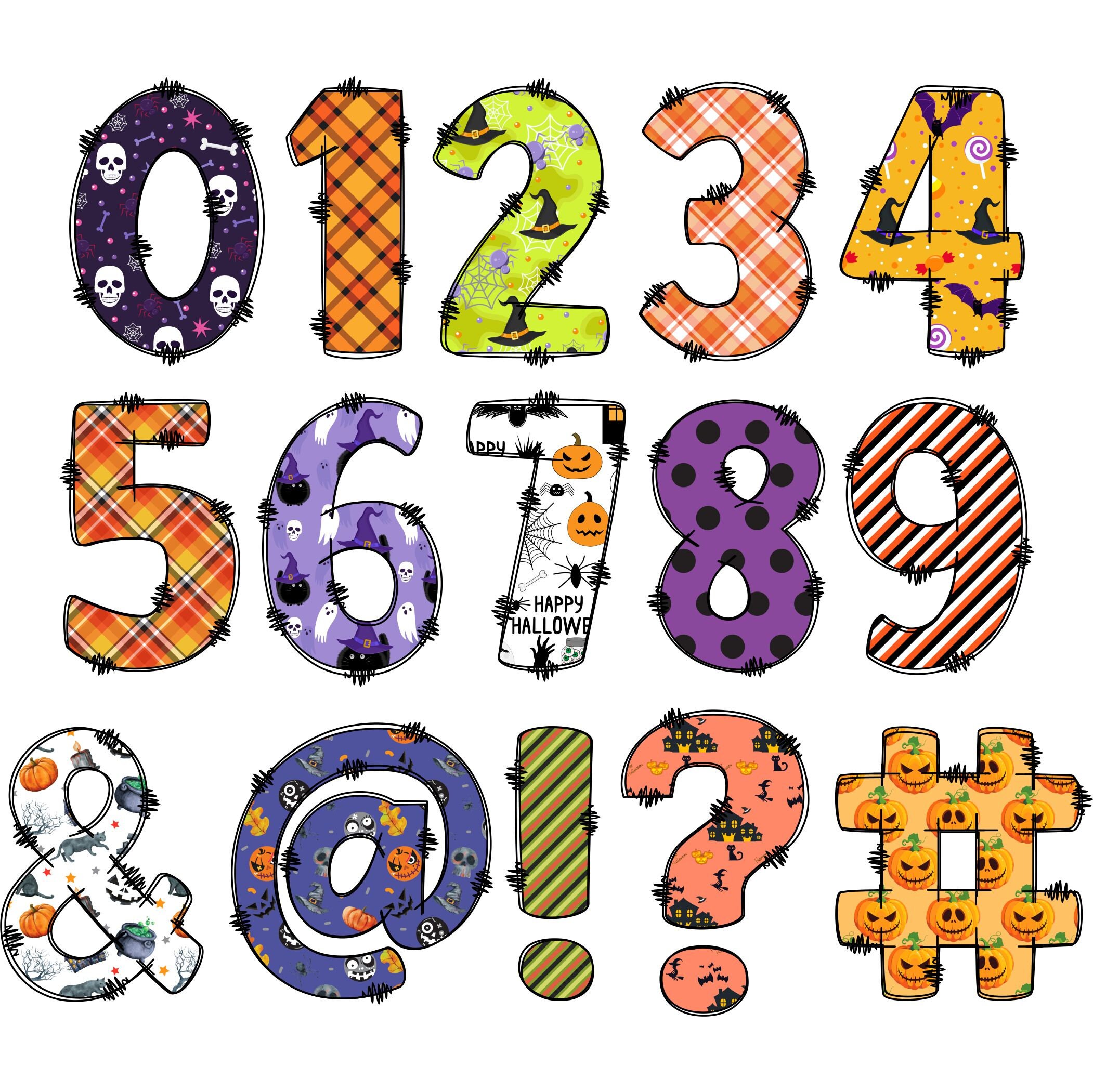 Halloween Clipart Letters PNG Doodle Alphabet Clip Art - Etsy