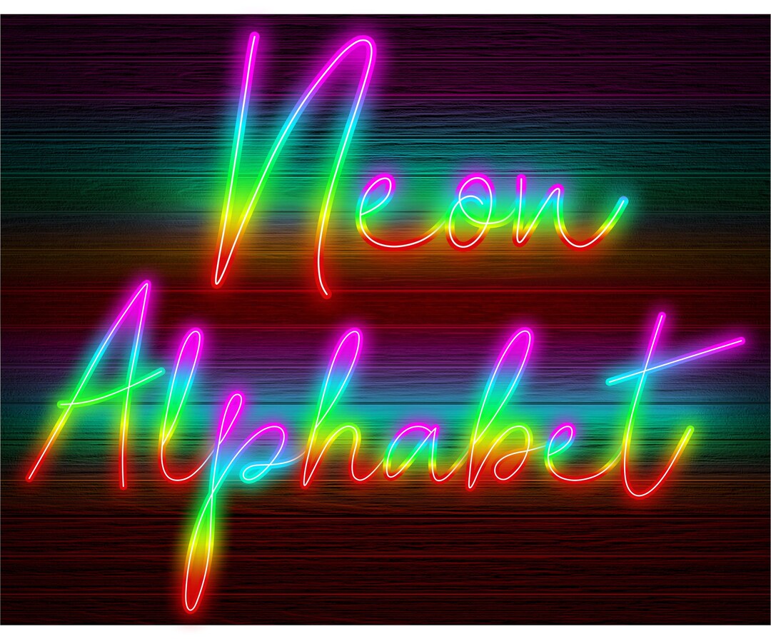 Neon Glow Effect Alphabet PNG Clip Art Letters Script Font Instant ...