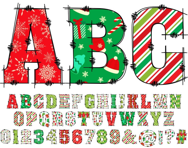 Christmas Clipart Alphabet PNG Wrapping Paper Alphabet Clip - Etsy