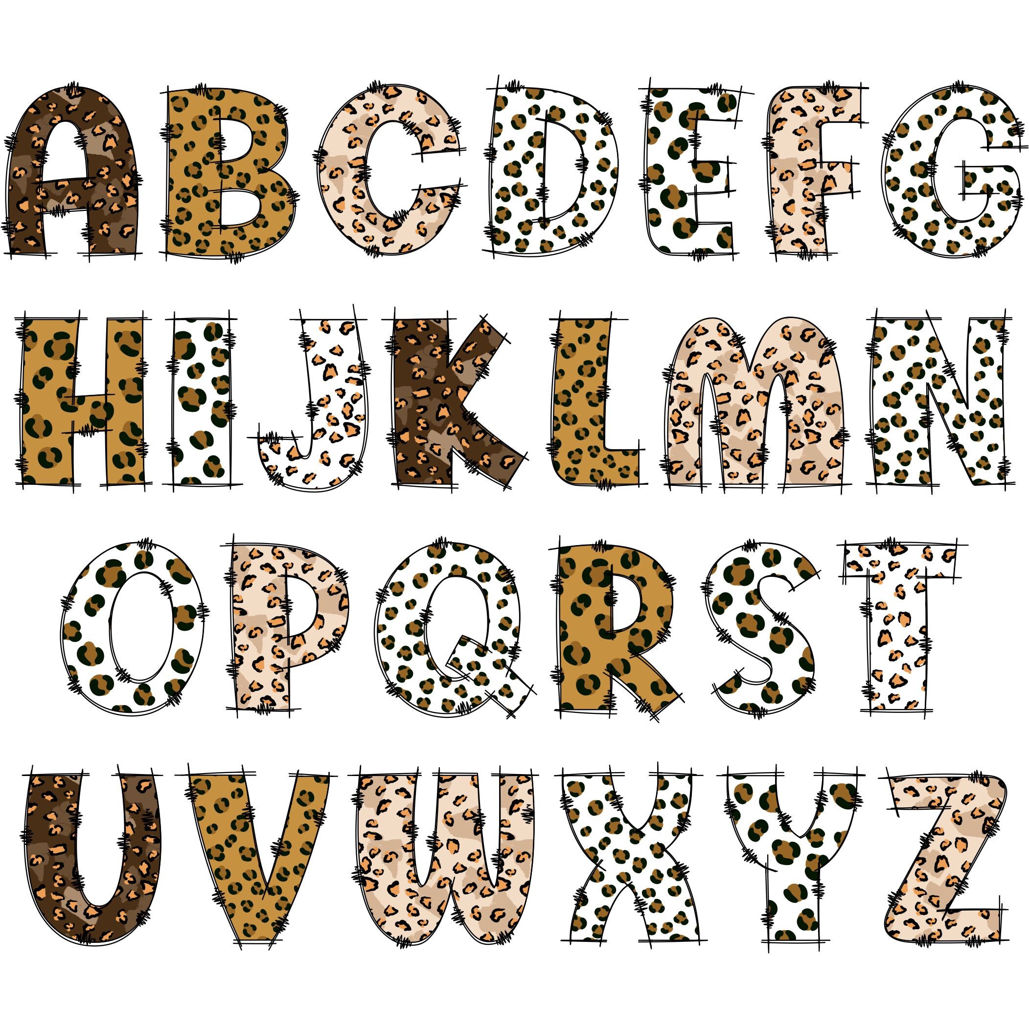 Leopard Print Alphabet PNG Doodle Alphabet Clip Art | Etsy