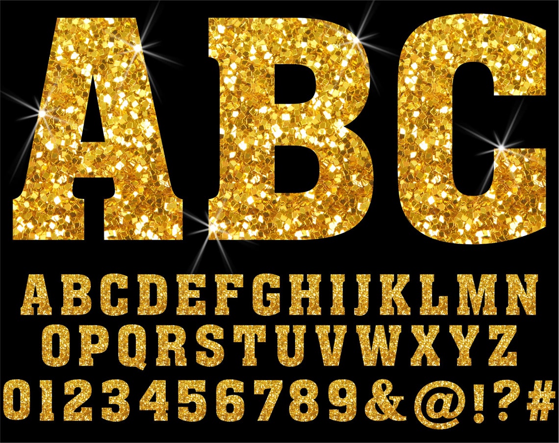 Bundle PNG Gold Glitter Letters Sparkle Clip Art Letters | Etsy