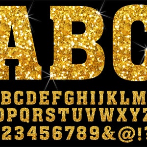 Bundle PNG Gold Glitter Letters, Sparkle Clip Art, Letters Alphabet ...