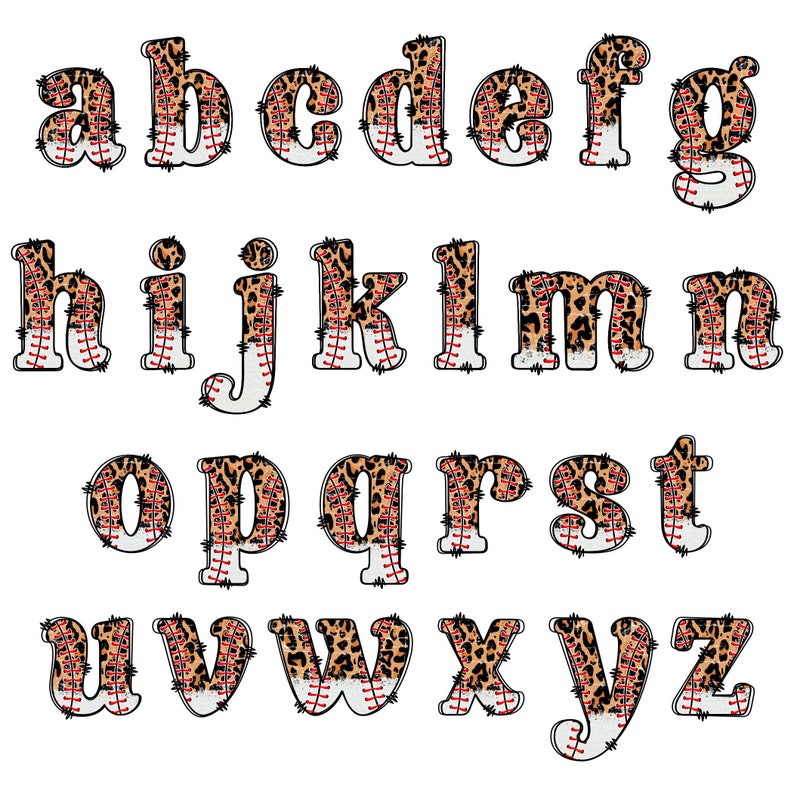 Baseball Letters PNG Leopard, Doodle Alpha, PNG Sport, Stitching ...