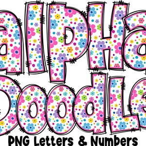 Floral Letters & Numbers PNG, Alpha Doodle, PNG Letters, Floral Doodle ...