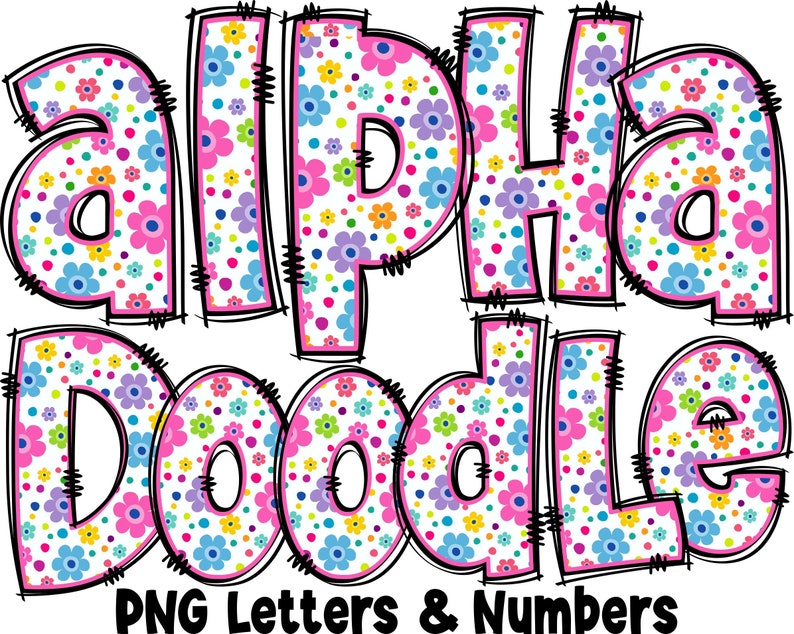 Floral Letters & Numbers PNG Alpha Doodle PNG Letters - Etsy
