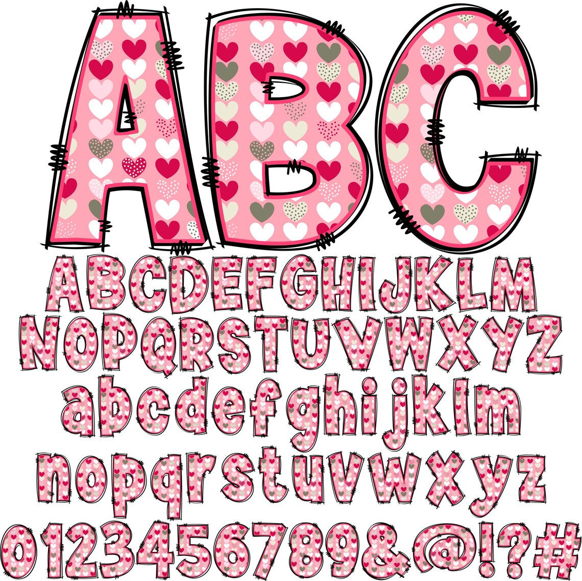 Valentine's Day Alphabet PNG Valentines Letters - Etsy