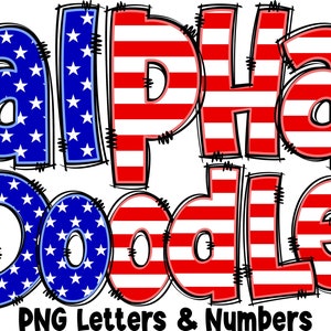 Patriotic Doodle Letters Alphabet PNG, 4th of July, Independence Day ...