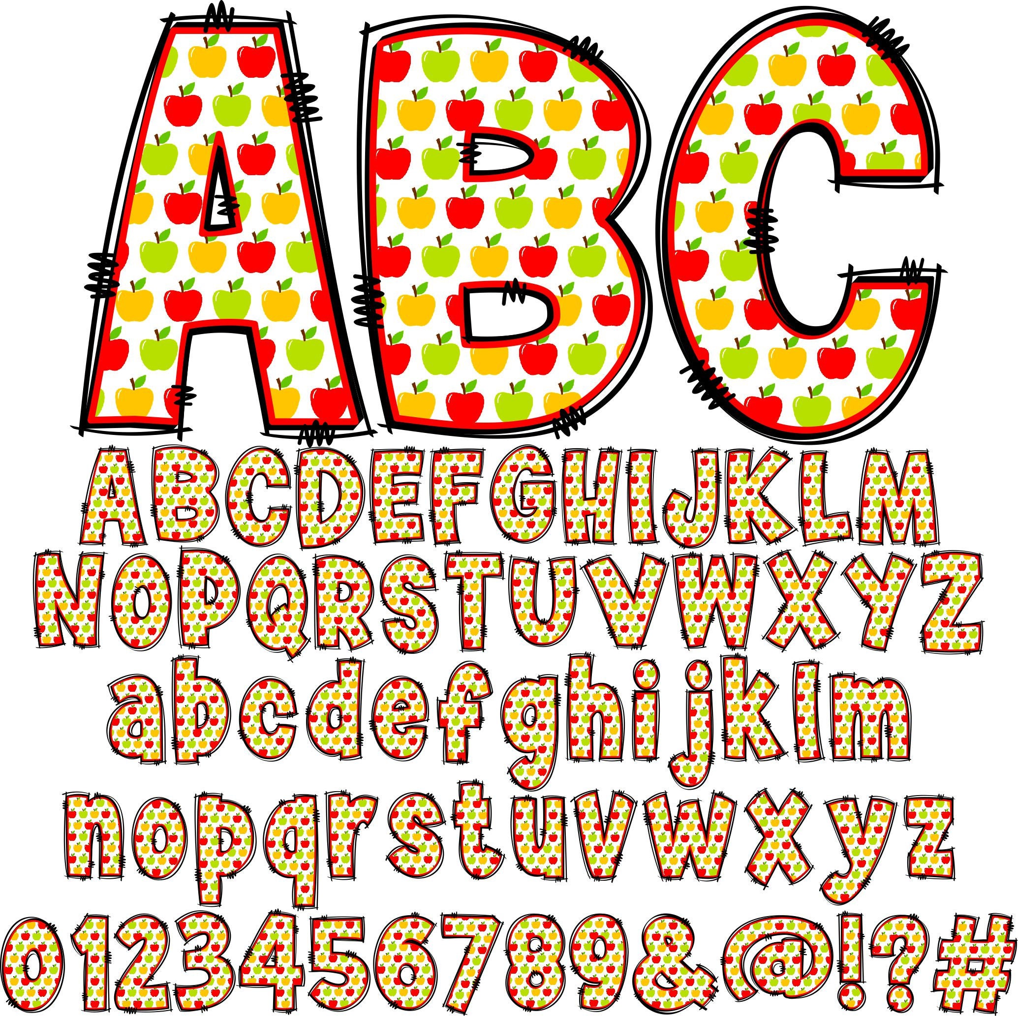 School Letters & Numbers PNG, Alpha Doodle, PNG Letters, Doodle Letters ...