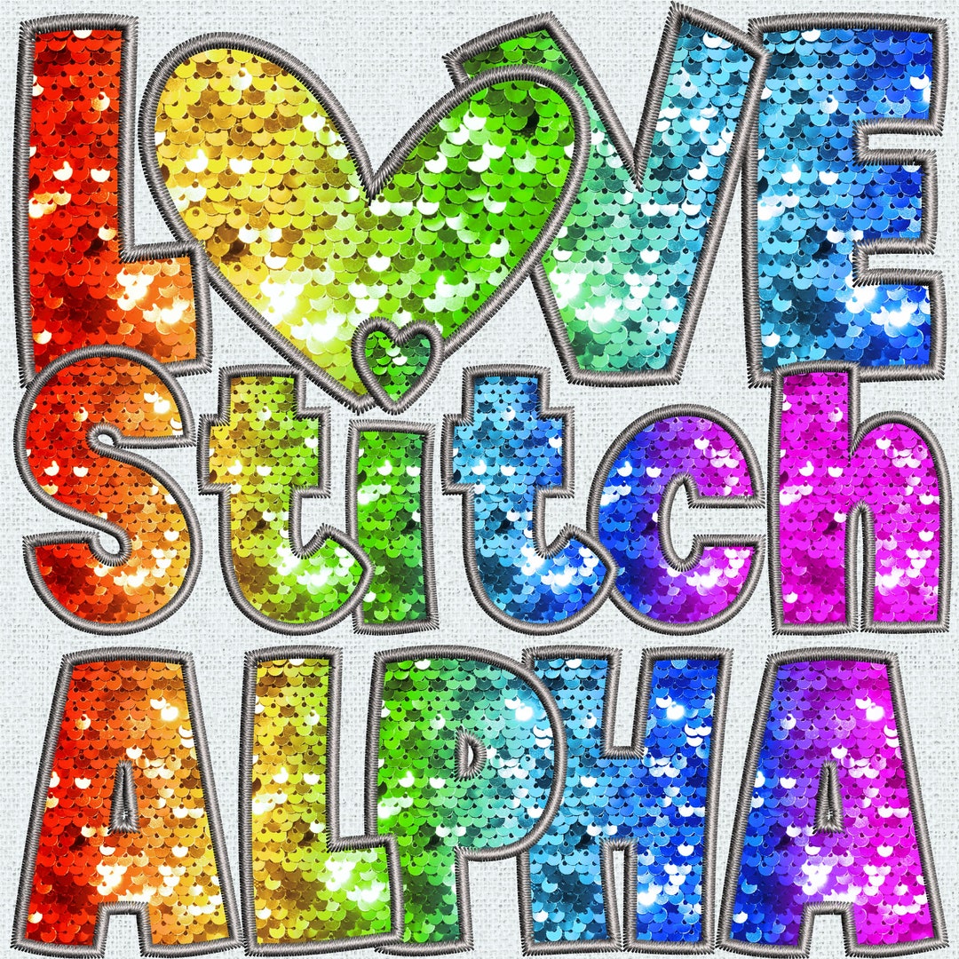Faux Embroidery Sequin Letters BUNDLE, Valentine Faux Sequin, Faux ...