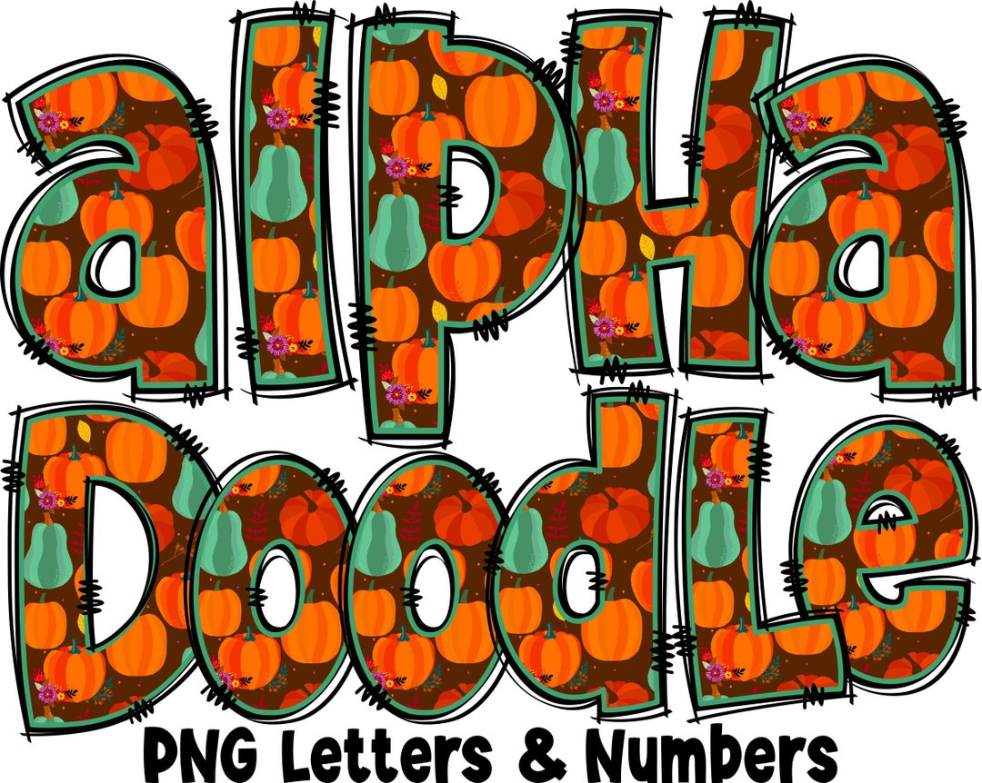 Fall Autumn Letters & Numbers PNG, Alpha Doodle, PNG Letters, Fall ...