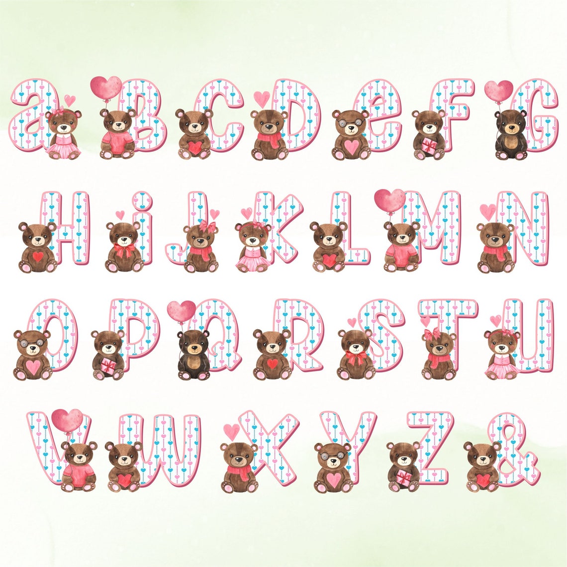 Valentine's Day Letters PNG Love Alphabet Clip Art PNG - Etsy