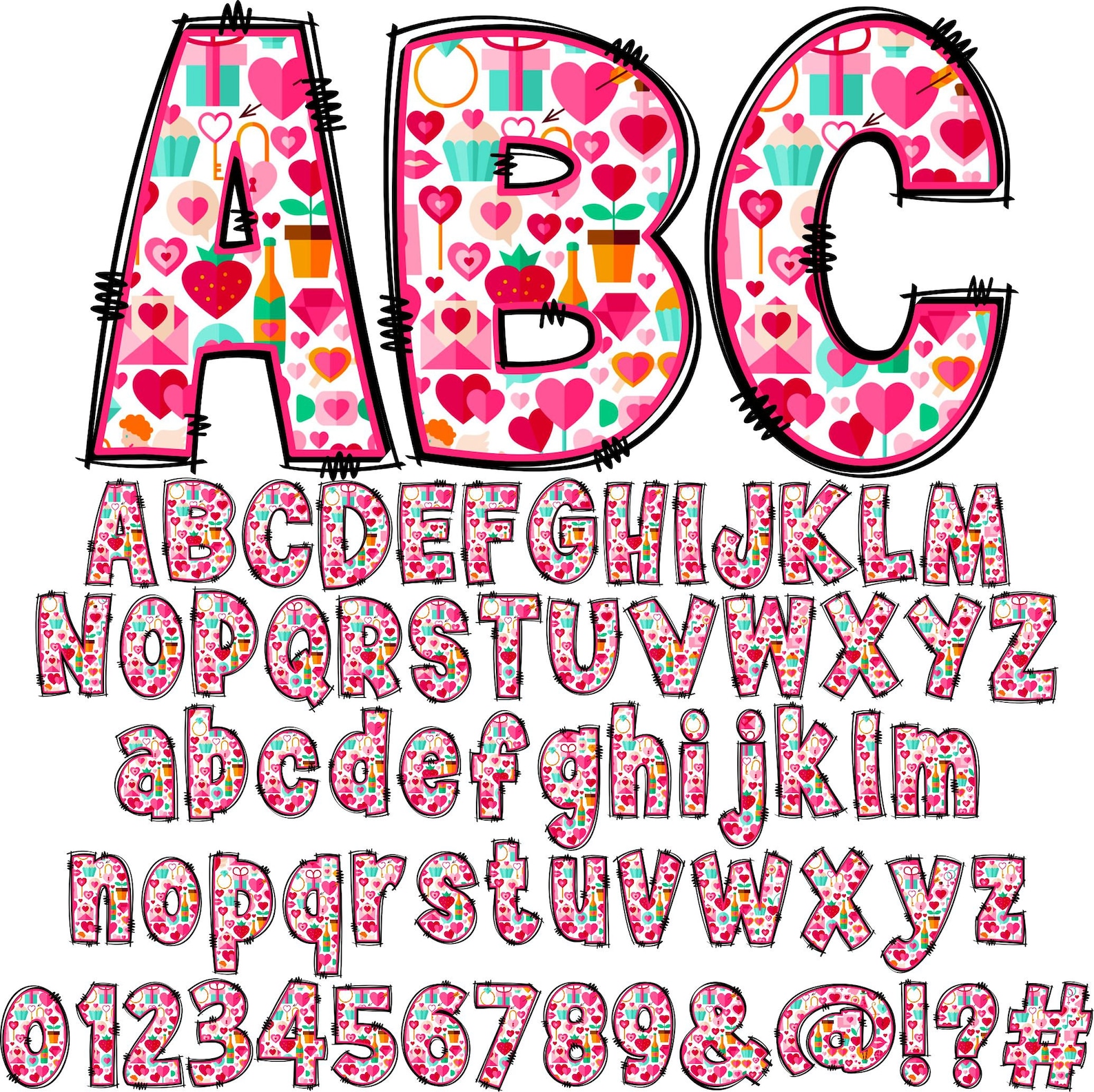 Valentine's Day Alphabet PNG Valentines Letters - Etsy