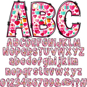 Valentine's Day Alphabet PNG, Valentines Letters, Valentines Doodle ...