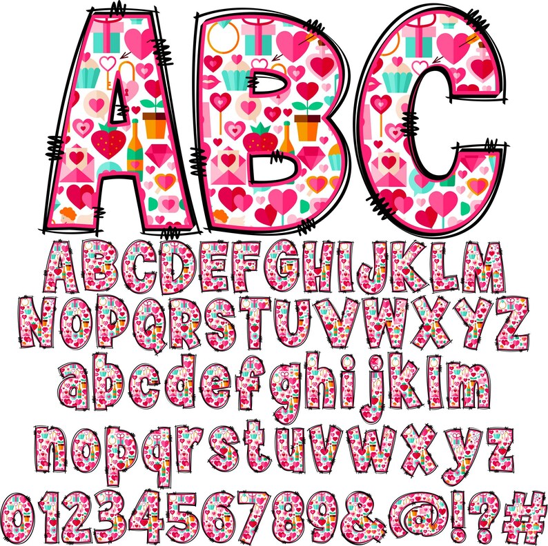 Valentine's Day Alphabet PNG Valentines Letters - Etsy
