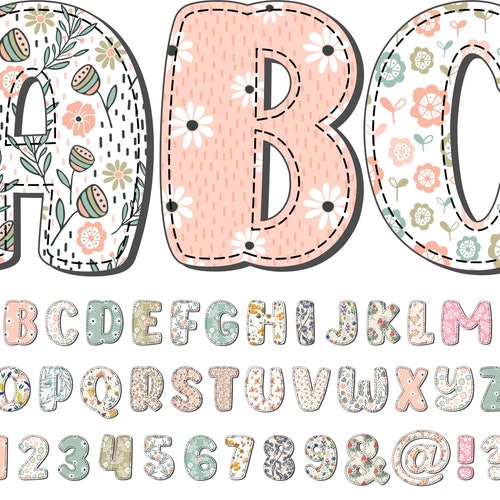 Floral and Stripe Faux Applique Alphabet Alpha Pack - Etsy