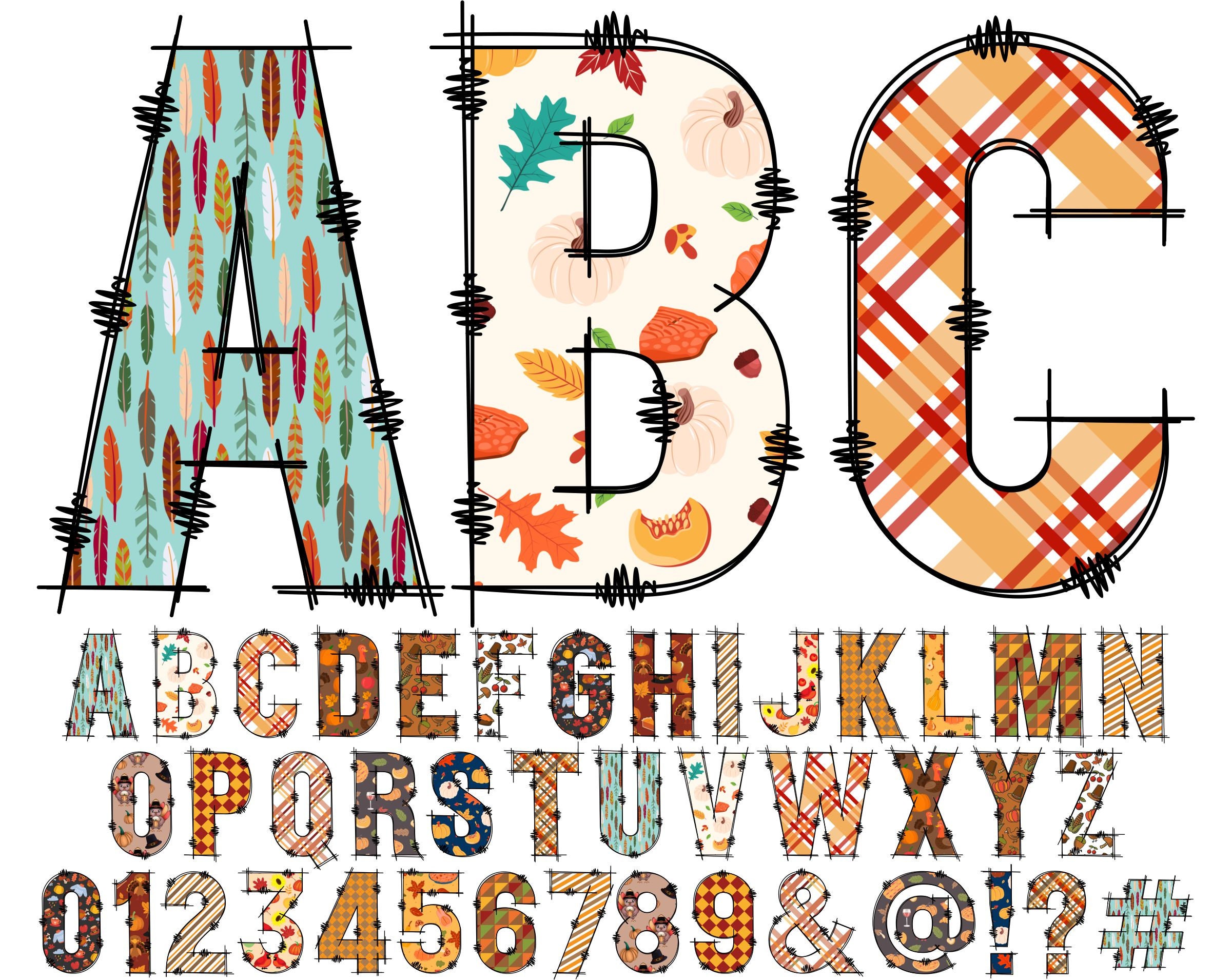 Thanksgiving Clipart Alphabet PNG, Watercolor Alphabet, PNG, Doodle ...