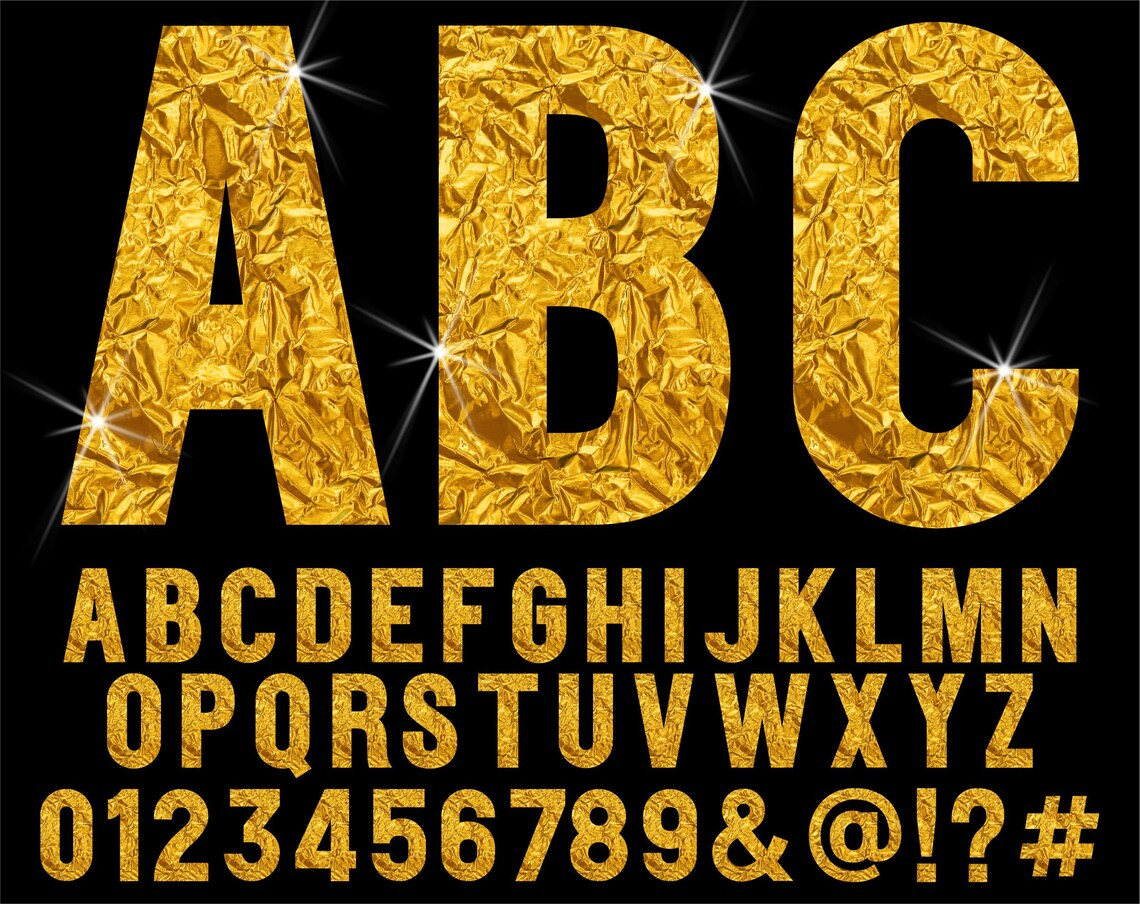 Bundle PNG Gold Glitter Letters Sparkle Clip Art Letters | Etsy