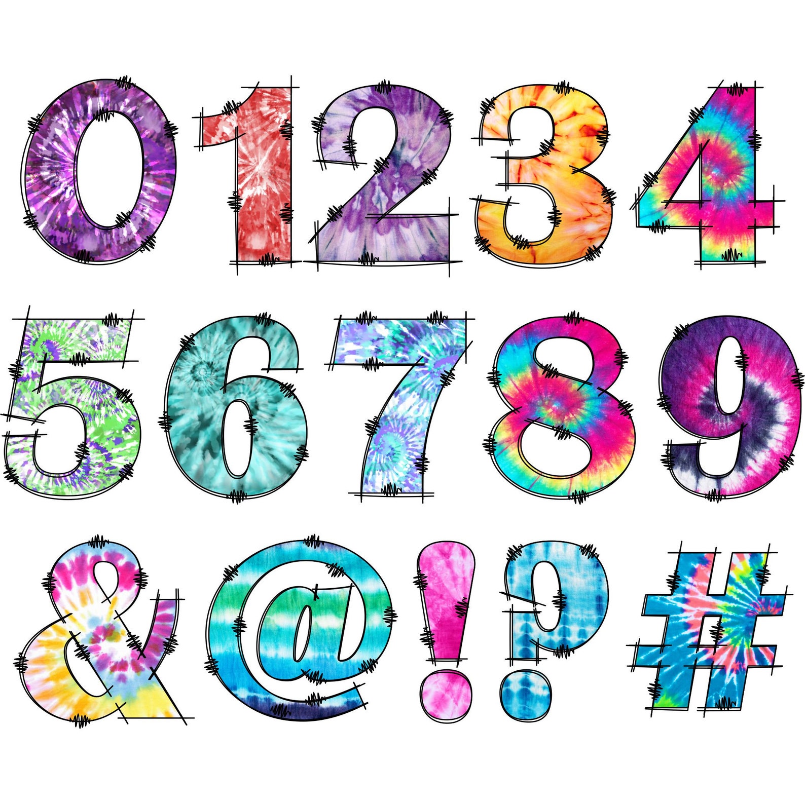 Tie Dye Letters PNG Doodle Alphabet Clip Art Transparent - Etsy