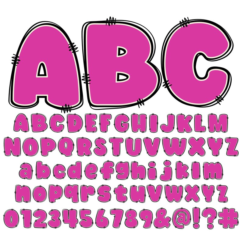 BUNDLE Retro Boho Floral Alphabet PNG, Chubby Alpha Doodle , Retro ...