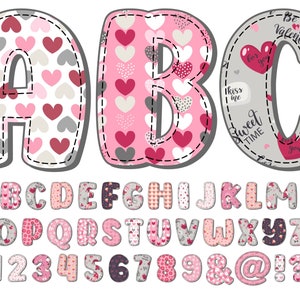 Faux Applique Valentine's Day Alphabet PNG, Love Alphabet Clip Art, PNG ...