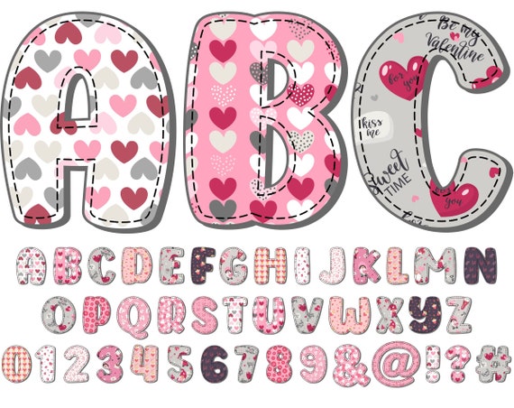 Faux Applique Valentine's Day Alphabet PNG Love Alphabet | Etsy