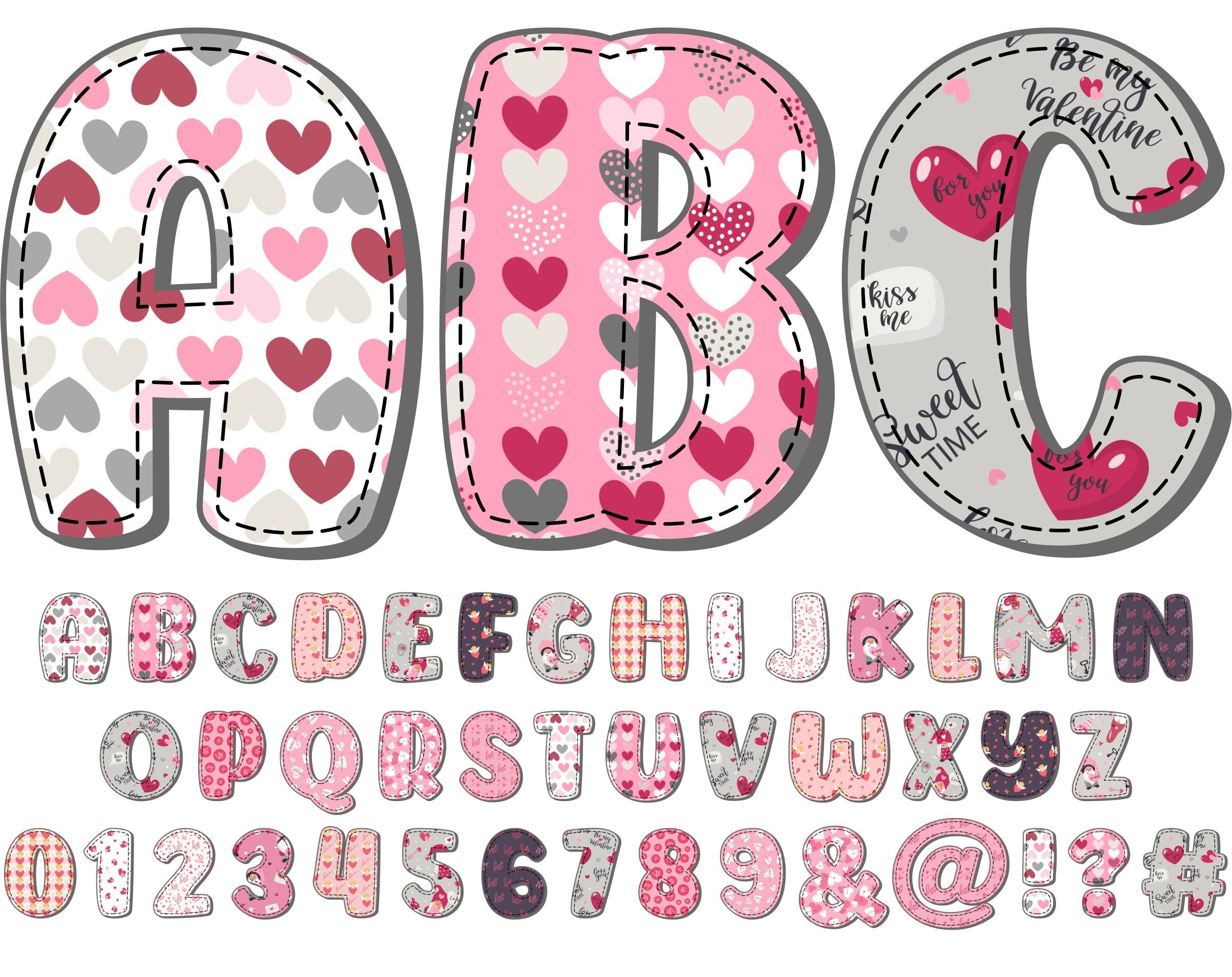 Faux Applique Valentine's Day Alphabet PNG Love Alphabet | Etsy