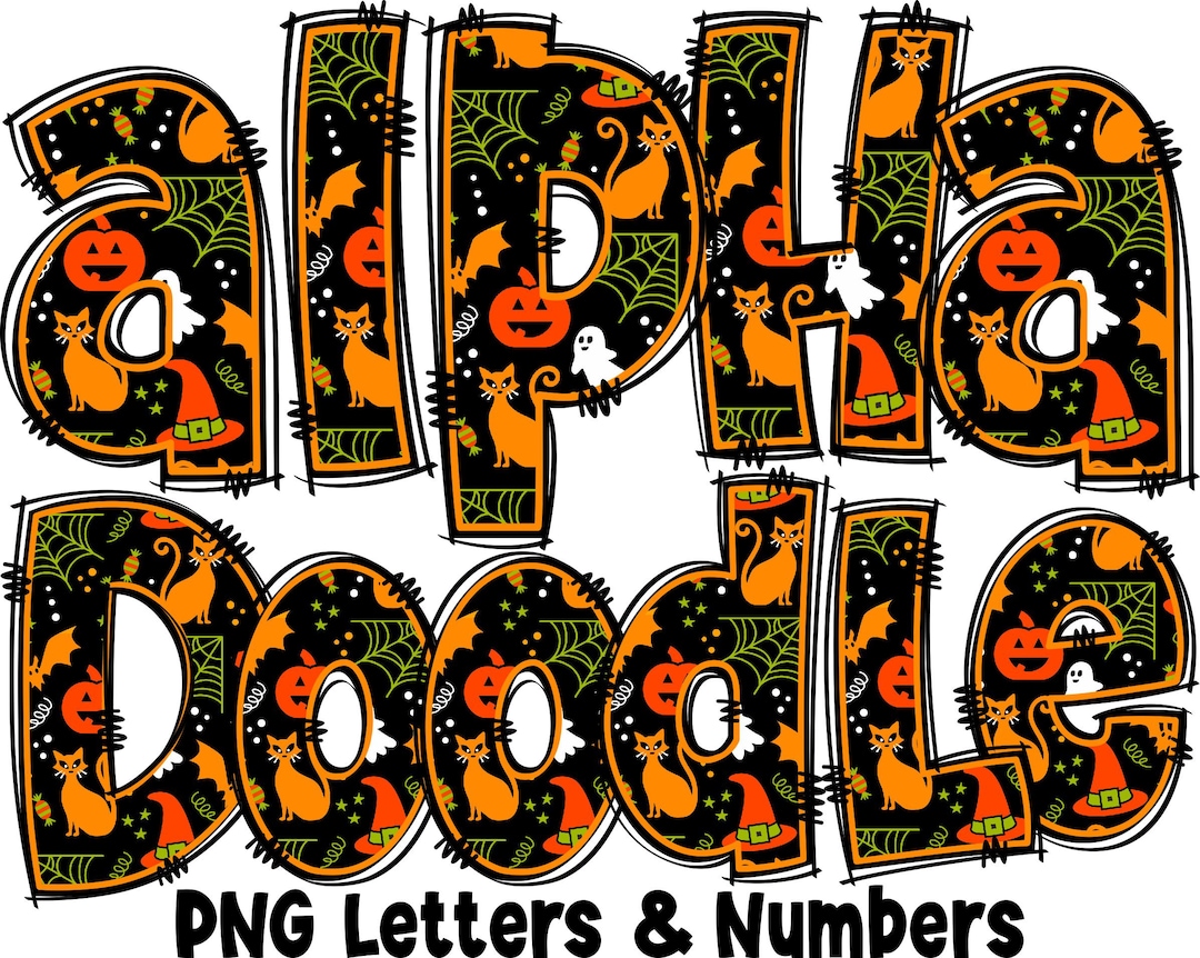 Halloween Alphabet PNG, Halloween, Halloween Day, Alpha Doodle, PNG ...