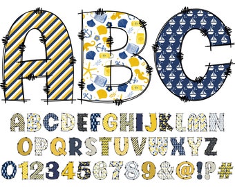 Nautical Alphabet PNG Doodle Alphabet Clip Art Transparent | Etsy
