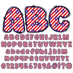 Patriotic Alphabet PNG, 4th of July, Independence Day, Alpha Doodle ...