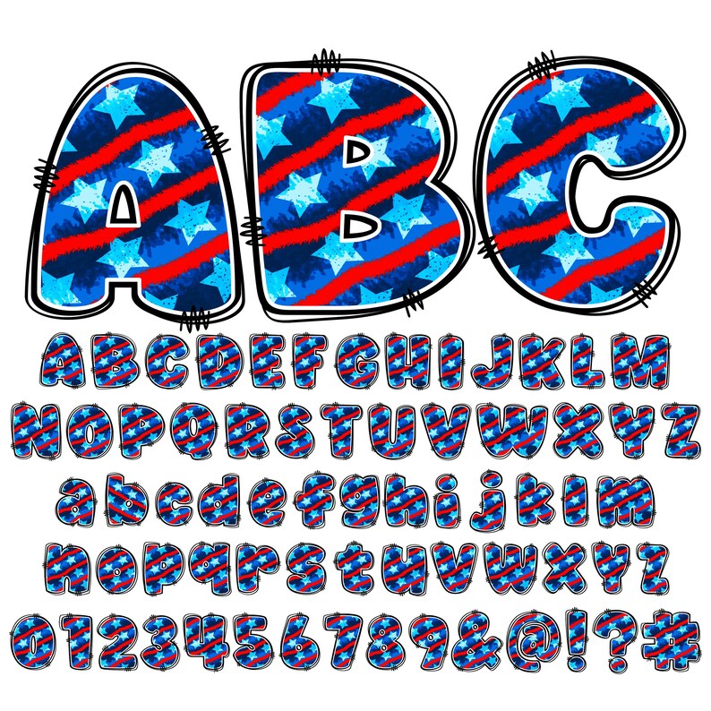 BUNDLE Patriotic Alphabet PNG 4th of July Independence Day - Etsy
