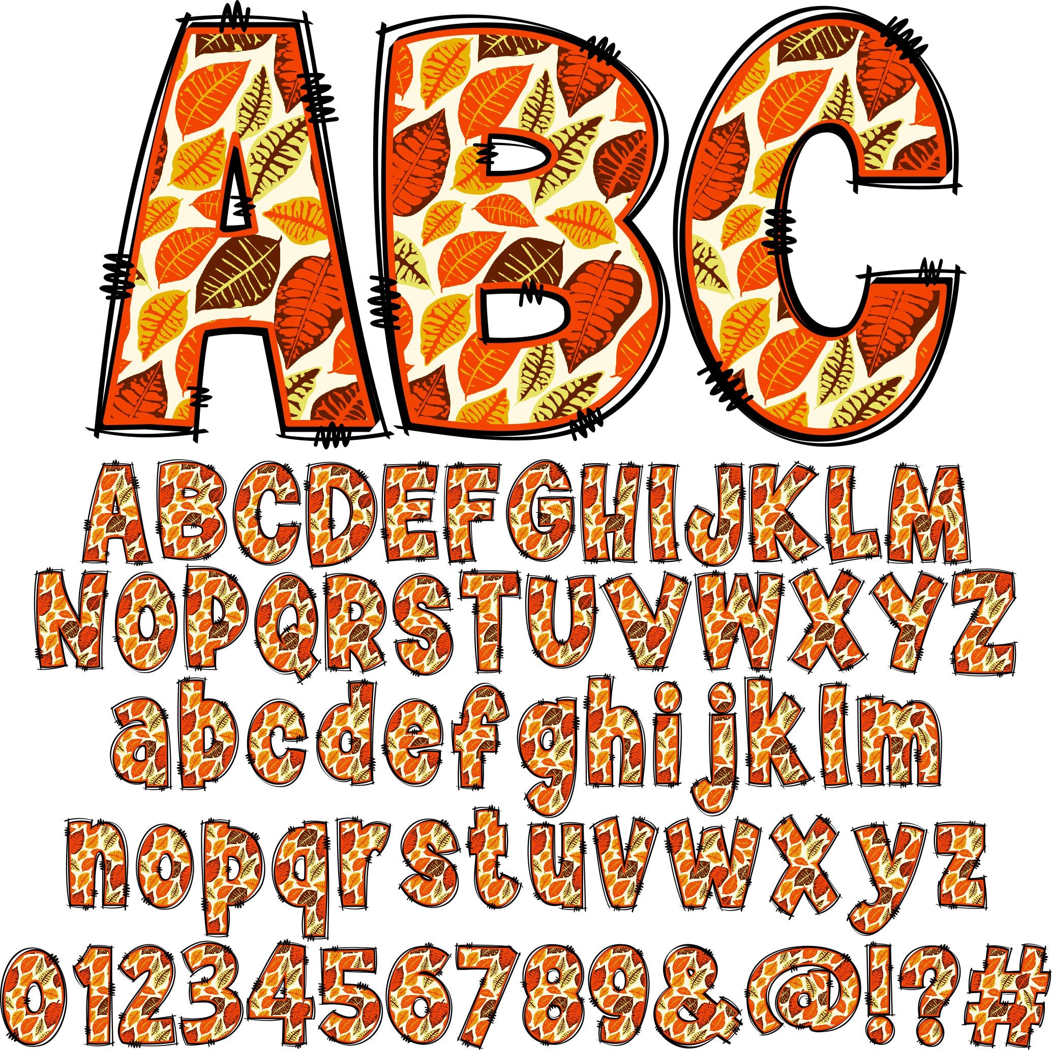 BUNDLE Fall Autumn Alphabet PNG Alpha Doodle PNG Letters - Etsy