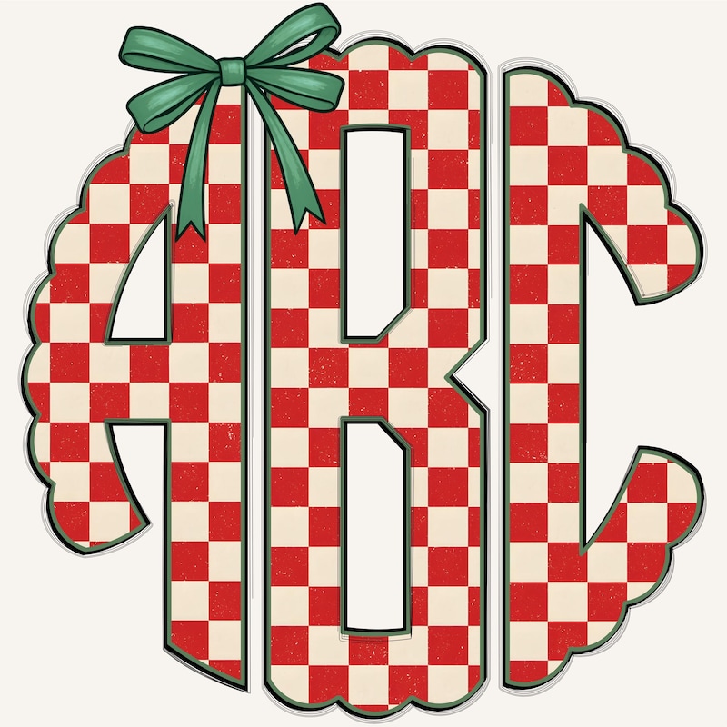 Green Checkered Monogram - Etsy