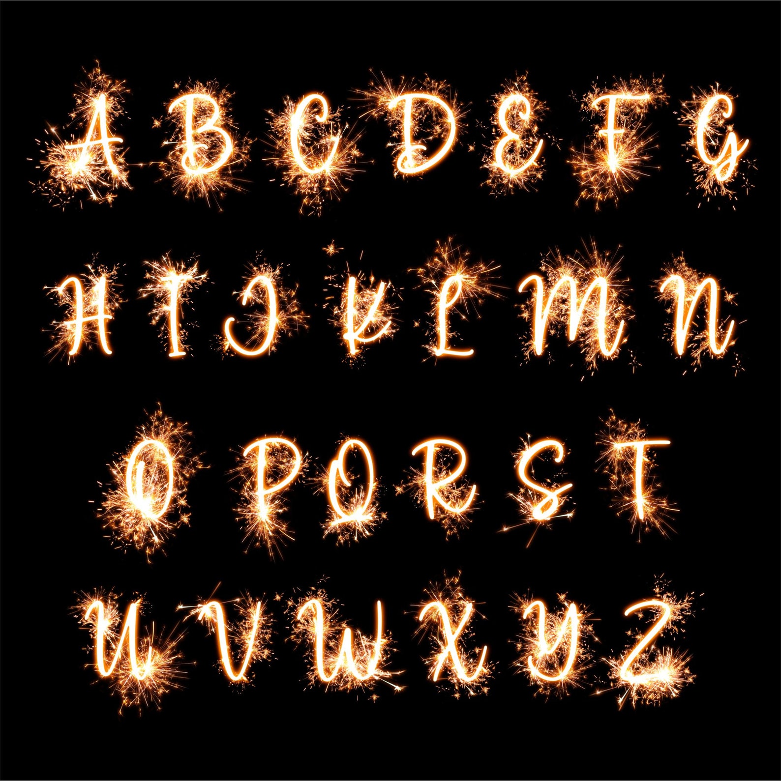 Sparks PNG Letters, Transparent Background, Fire Alphabet Clip Art, PNG ...