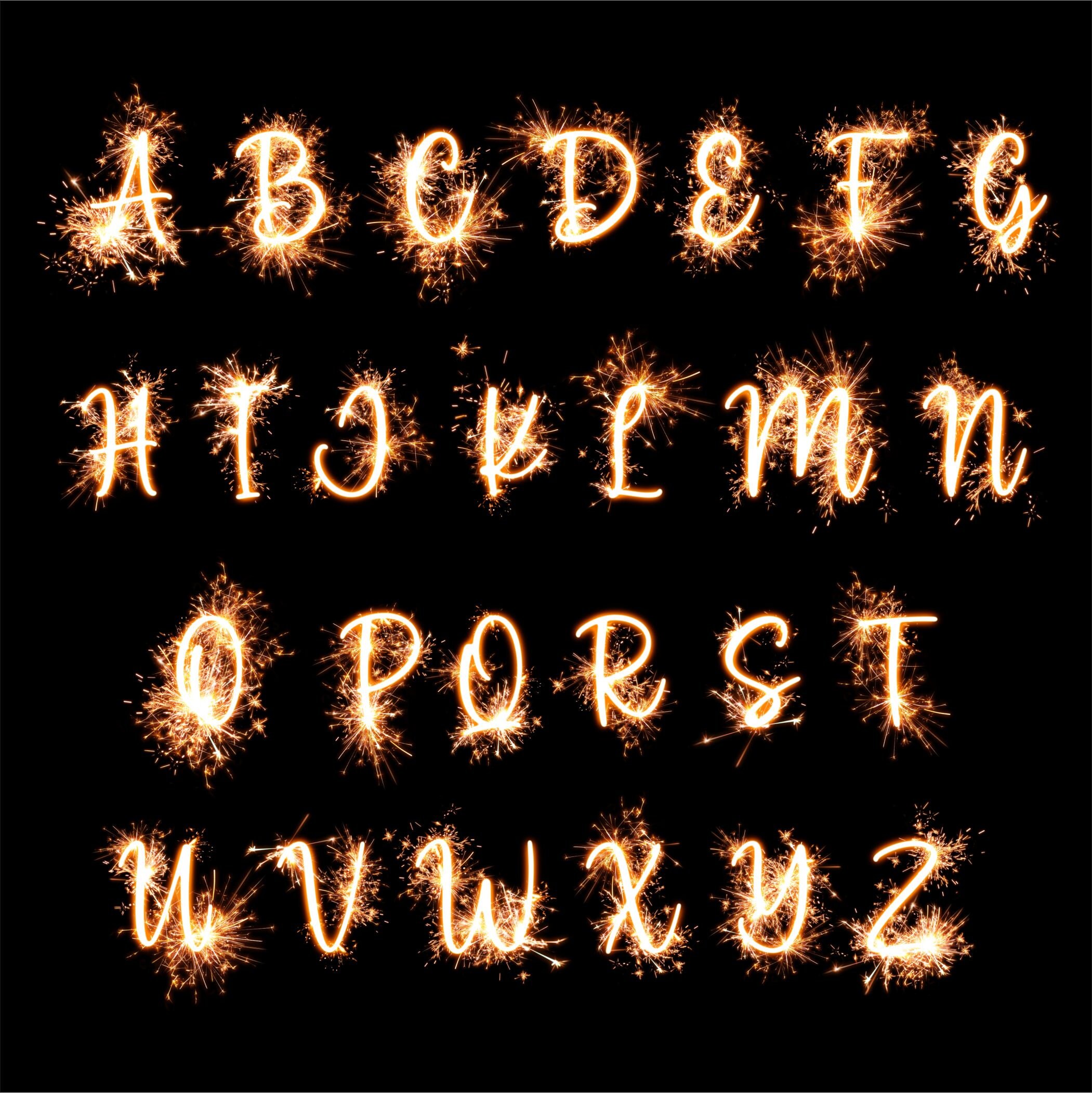 Sparks PNG Letters, Transparent Background, Fire Alphabet Clip Art, PNG ...