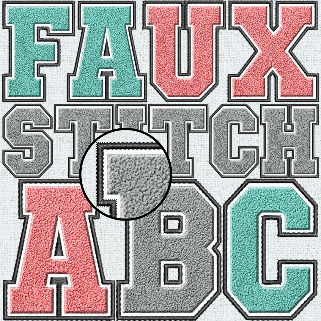 Faux Embroidery Chenille Letters BUNDLE, Faux Chenille Patch, Faux ...