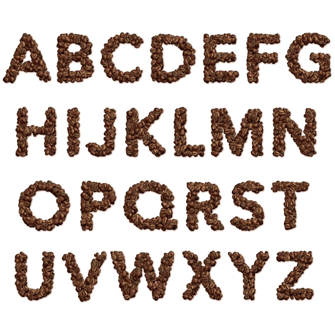 Coffee PNG Letters Transparent Background Coffee Bean - Etsy